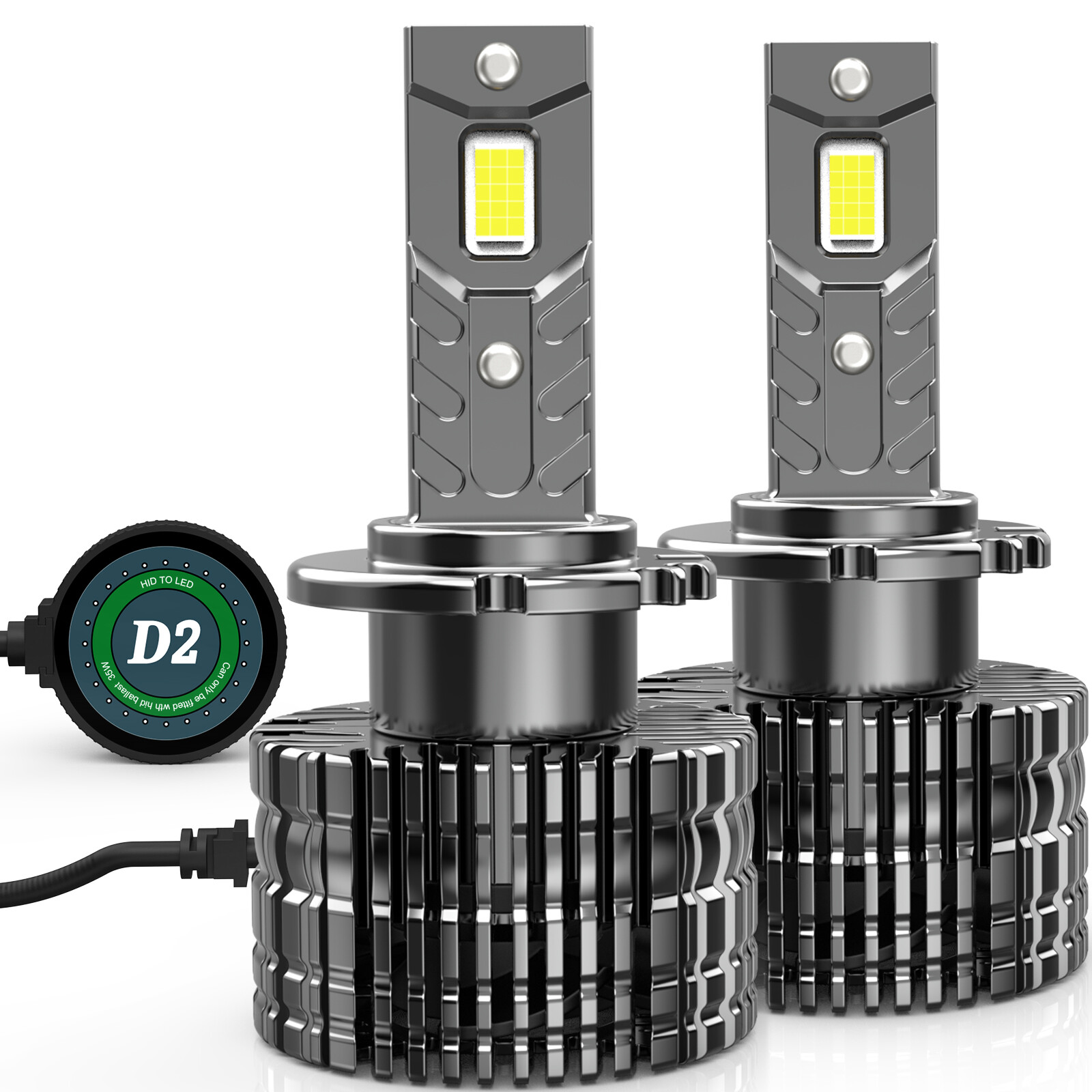 BEVINSEE 2x D2S D2R LED Headlight Bulbs Kit 70W 7000Lm Super White ...