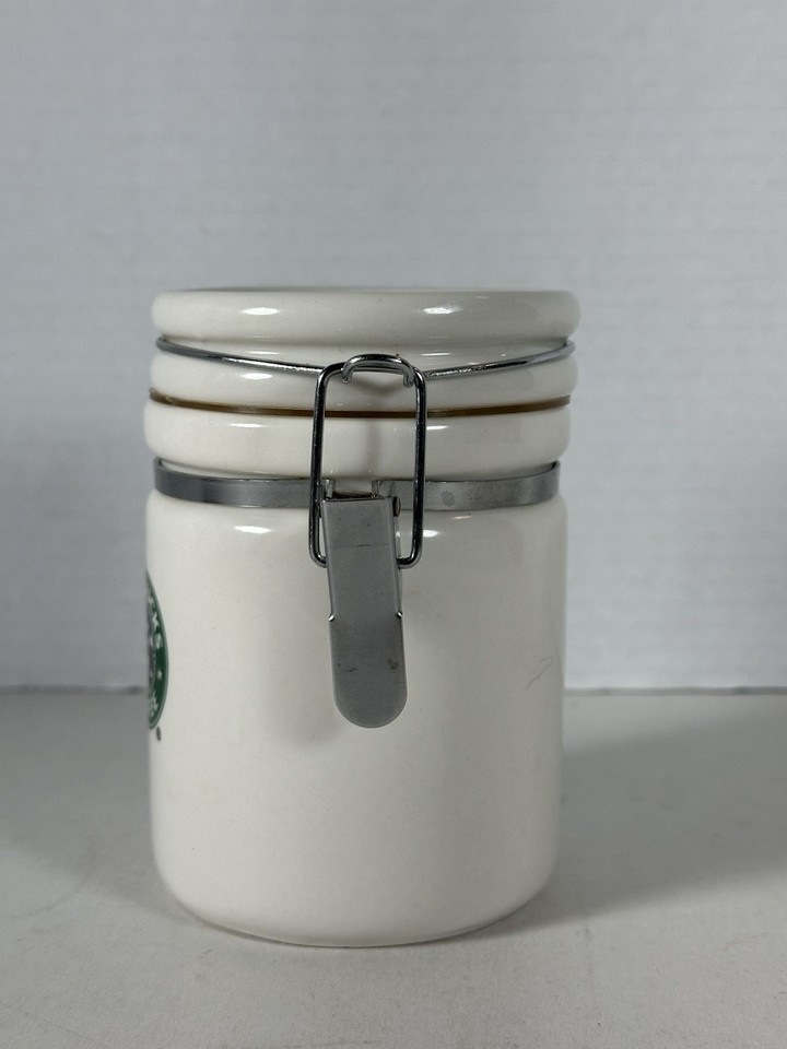 2007 Starbucks 4.5" Ceramic Coffee Canister with Locking Lid Siren ...