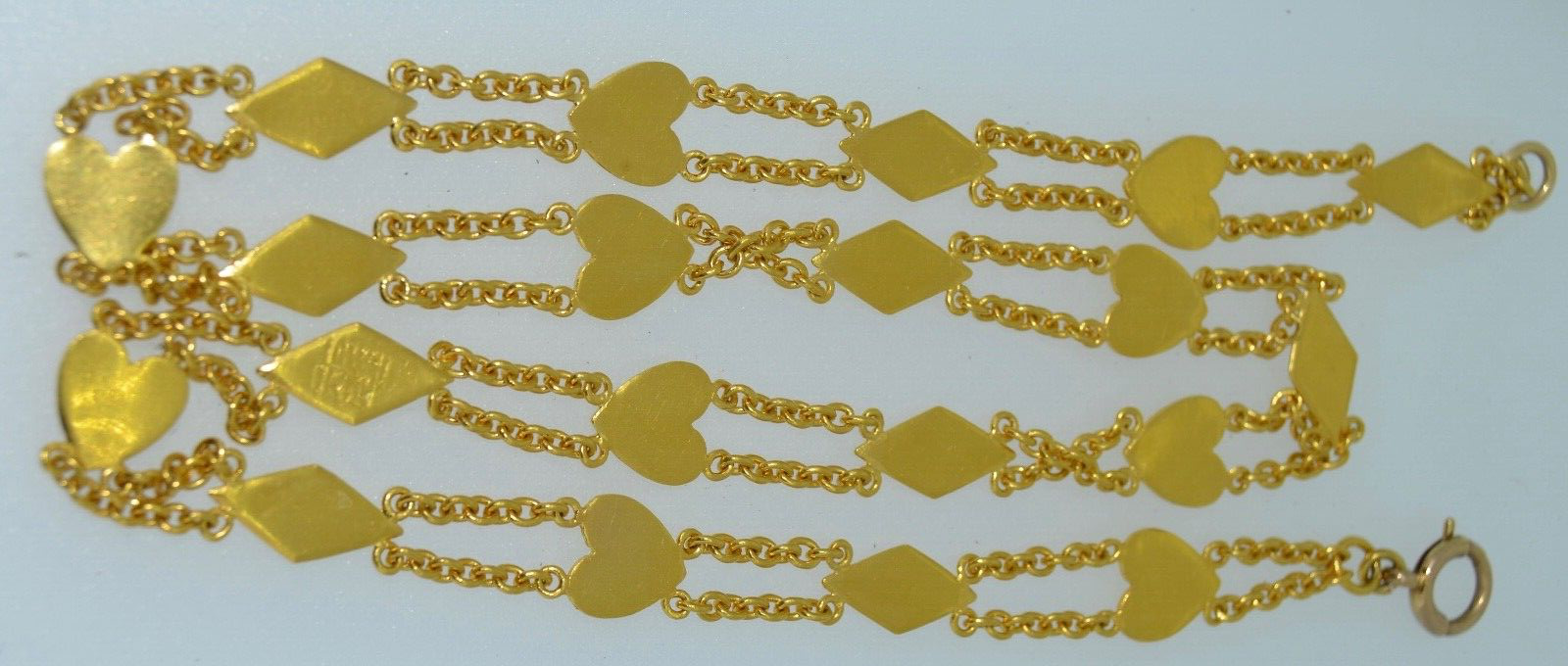 22K Love Heart & Diamond Fancy Link Chinese Chain Necklace | eBay