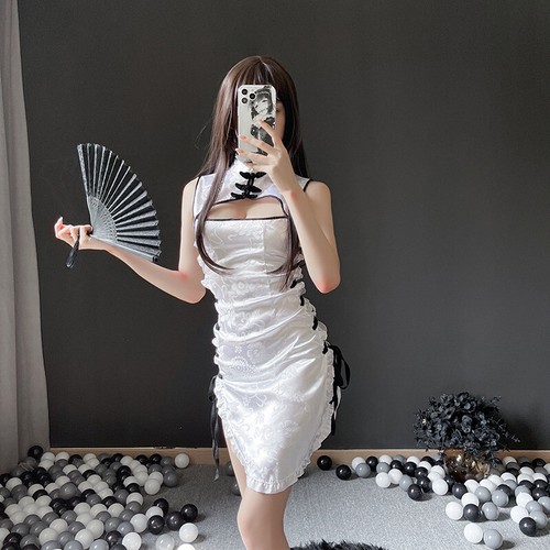 Sexy Lingerie Tight Night Gown Side Split Cheongsam Dress Hot Cosplay ...