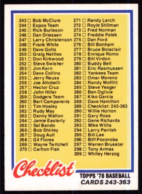 1978 Topps Checklist 243-363 #289 | eBay