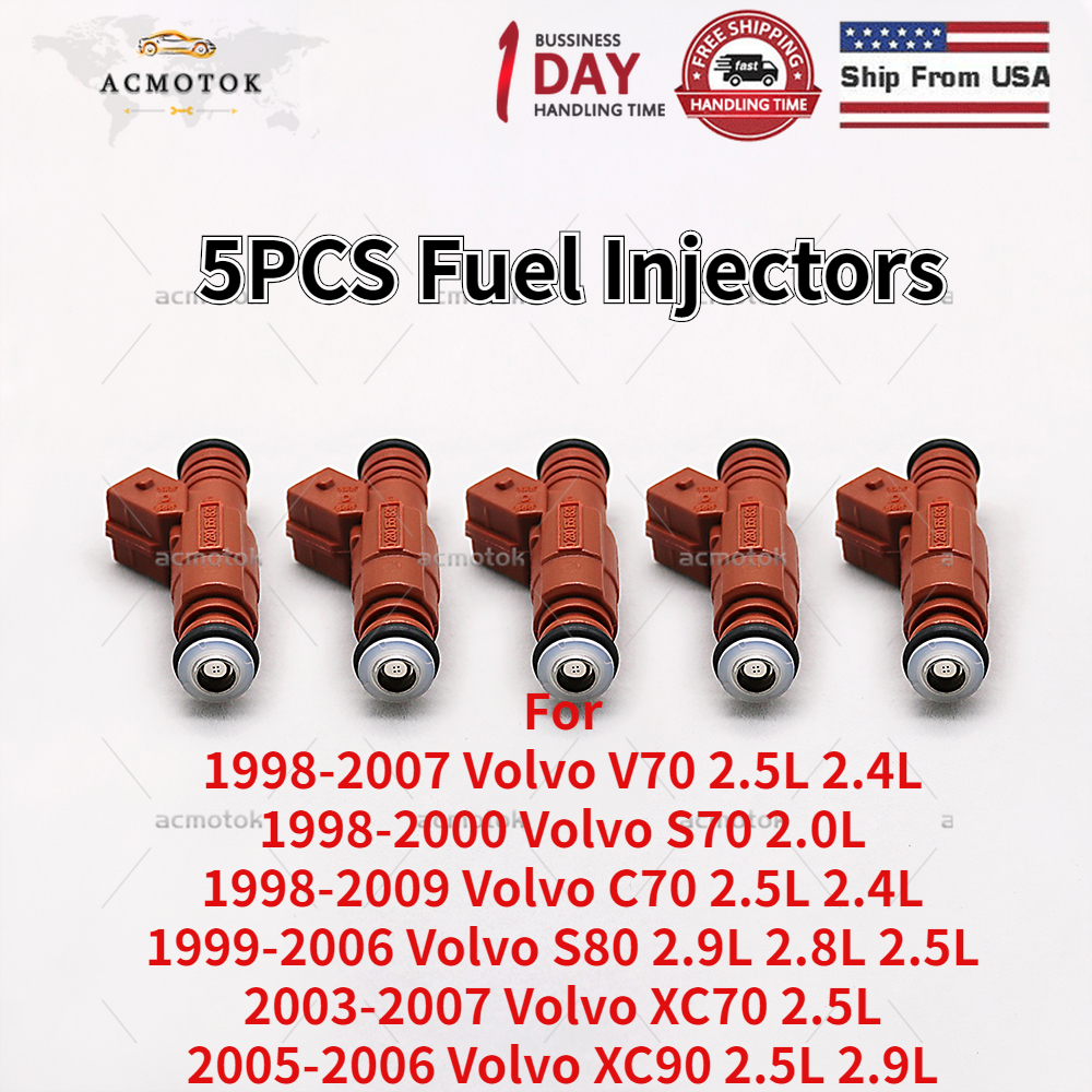 5PCS Fuel Injector 0280155831 9186340 For Volvo 1999-2003 S60 C70 2.5L ...