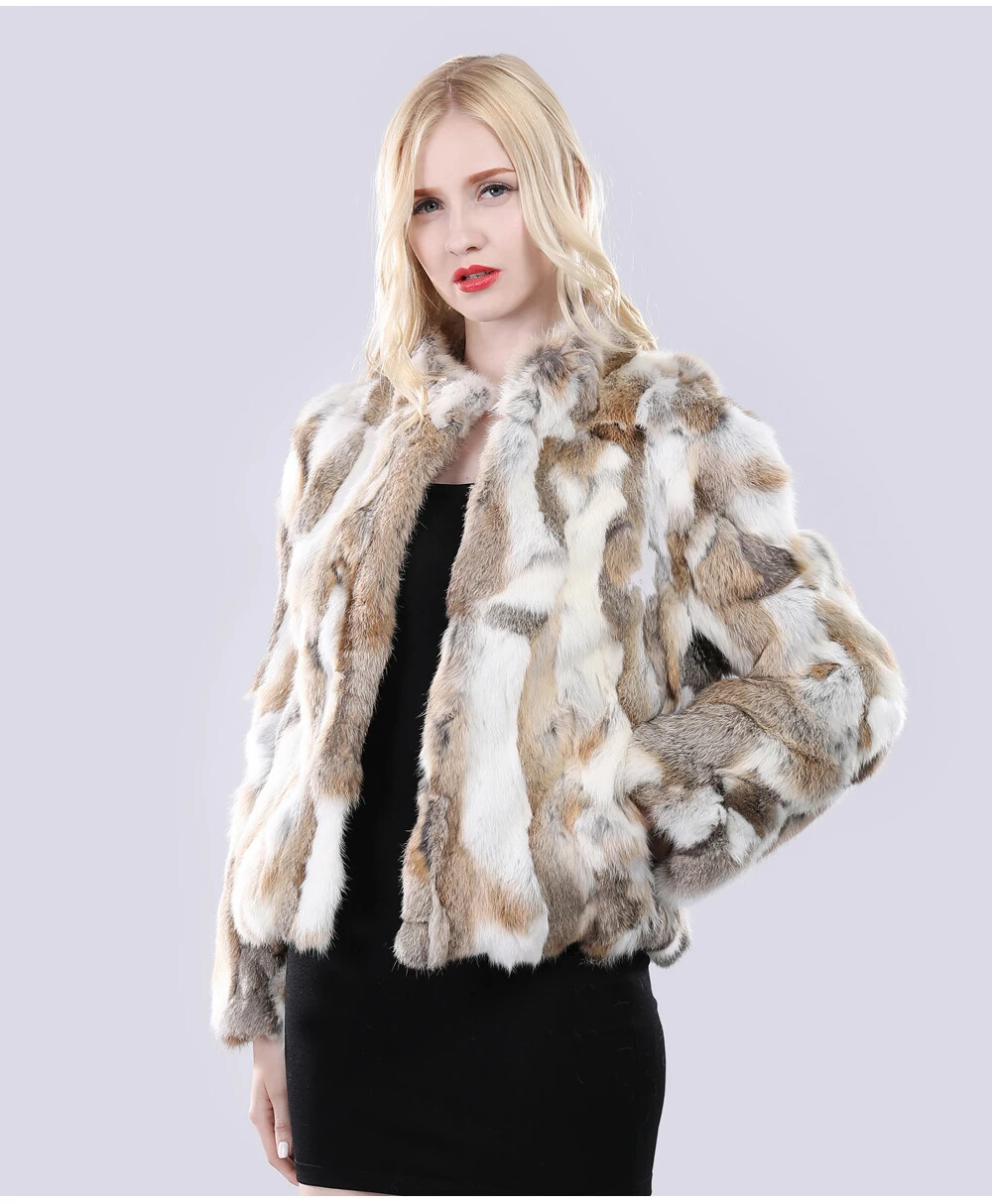 genuine natural real rabbit fur coat women fashion jacket | eBay