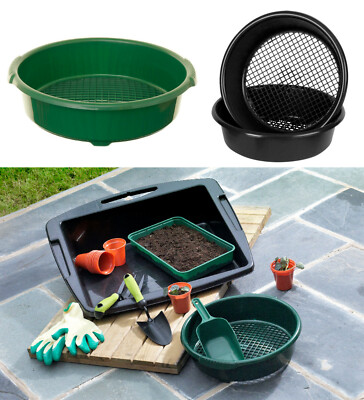 Large Plastic Riddle Sieve pottining Compost Soil Stone Mesh Garden ...