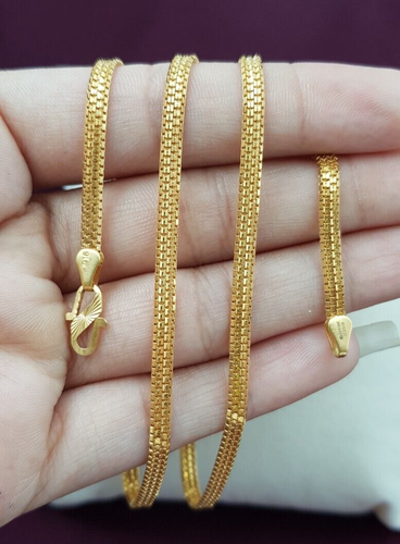 Snake Chain Necklace Unisex For Hallmark 22K 916 Solid Gold Plain Chain ...