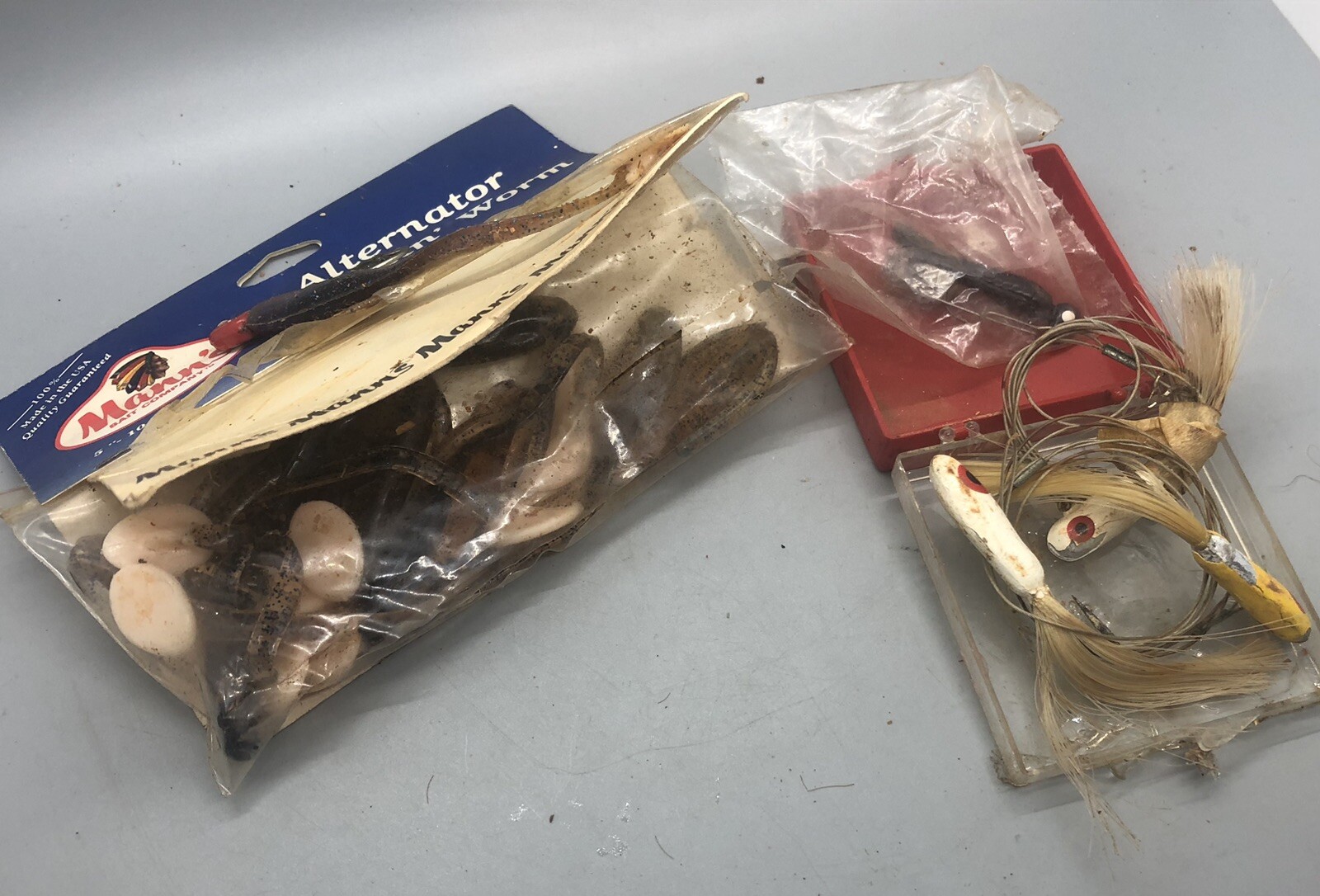 Huge Lot Vintage FISHING TACKLE Lures Hook Lead Weight Spinners Rubber ...