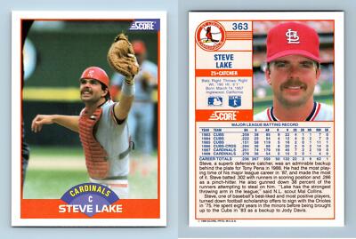 Steve Lake - Cardinals #363 Score 1989 Baseball Trading Card | eBay