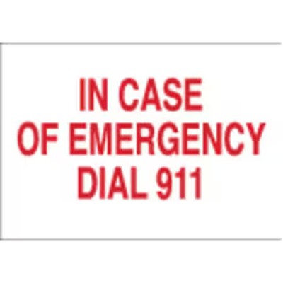 BRADY 85369 In Case Of Emergency Dial 911, 10 in x 14 in, Rectangle ...