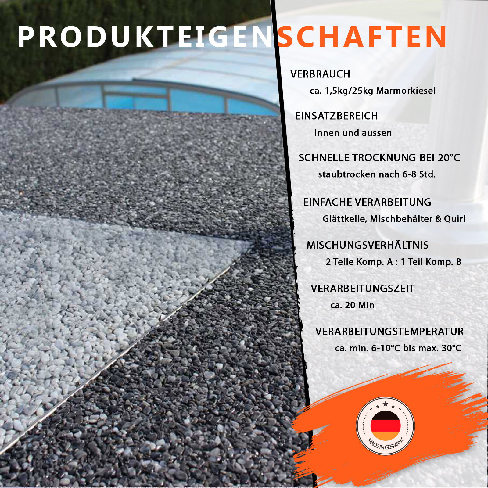 1,5-9KG 2K Bindemittel Epoxidharz für Steinteppich Marmorkies Split ...