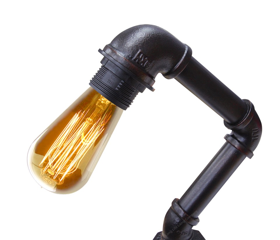 Vintage Industrial Steampunk Rustic Copper Water Pipe Bedside Desk Lamp ...