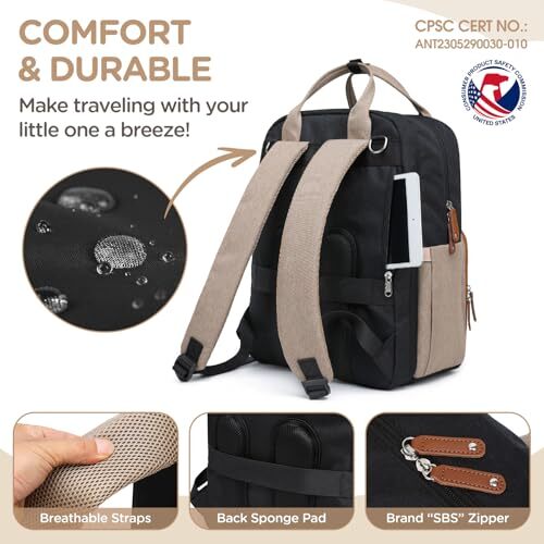 Extra Large Diaper Bag Backpack for Two Kids, Expandable 35L Baby Black ...