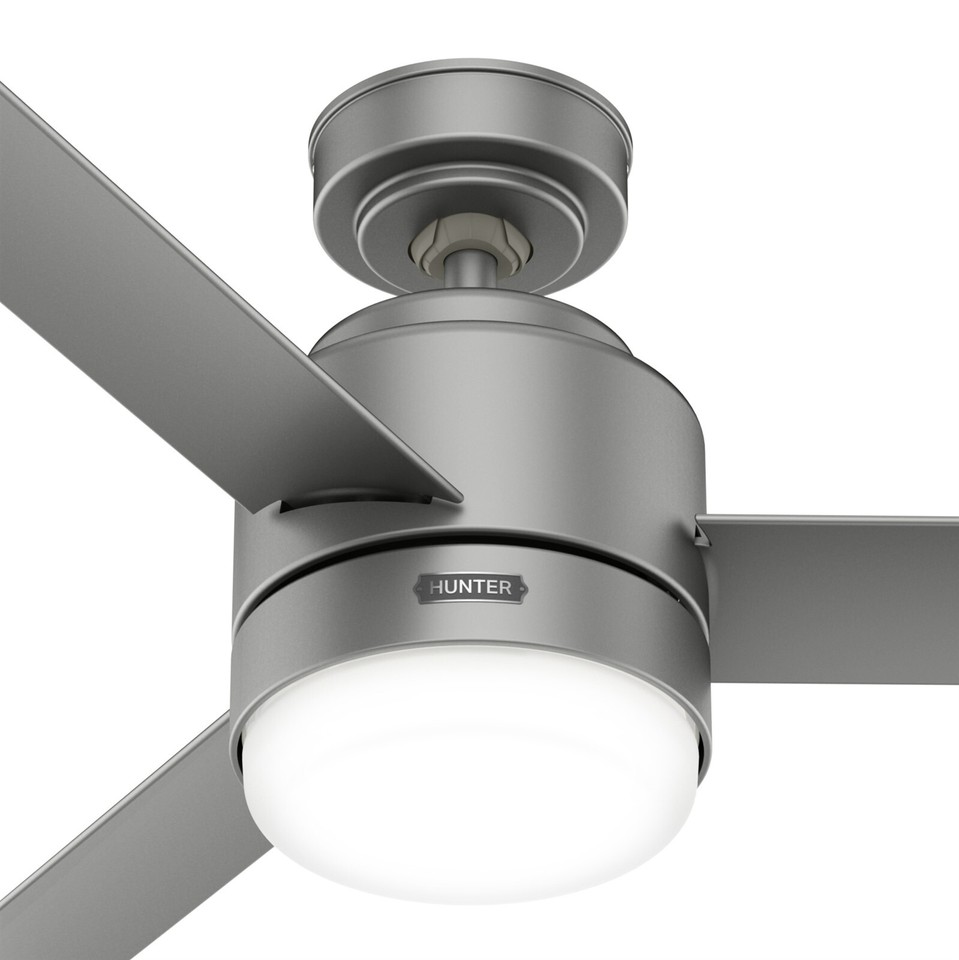 Hunter Fan 44 inch Casual Matte Silver Outdoor Ceiling Fan with Light ...