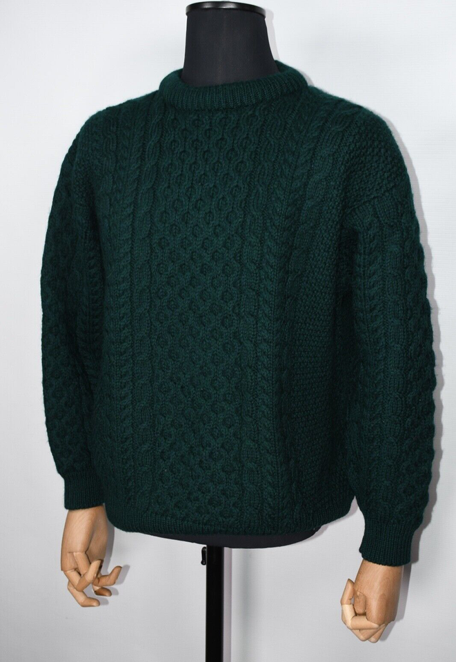 John Molloy Irish Knit Sweater Wool Made in Ireland Donegal Green size ...
