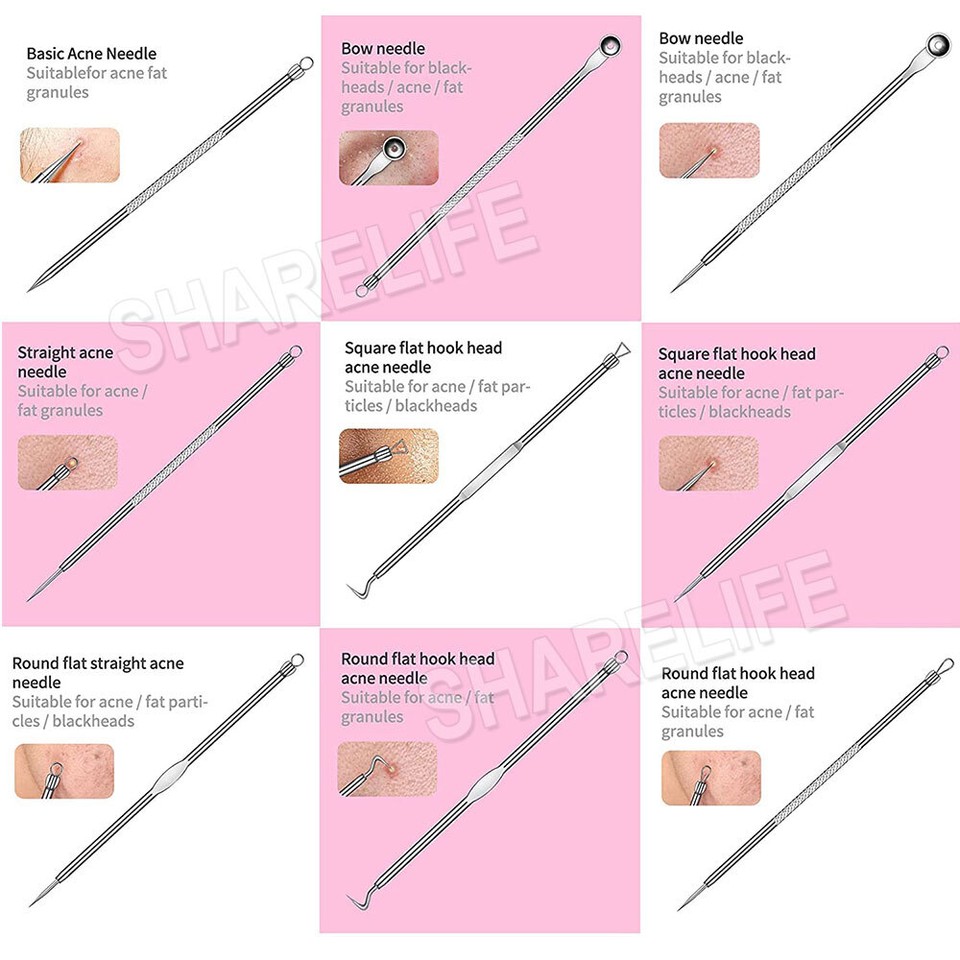 4/8/9pc Blackhead Remover Extractor Tool Pimple Blemish Popper Comedone ...