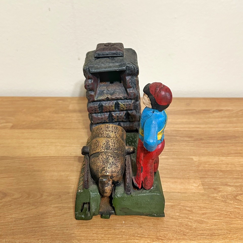 WORKING VTG Cast Iron Artillery Bank Mechanical Coin Bank - Solider ...