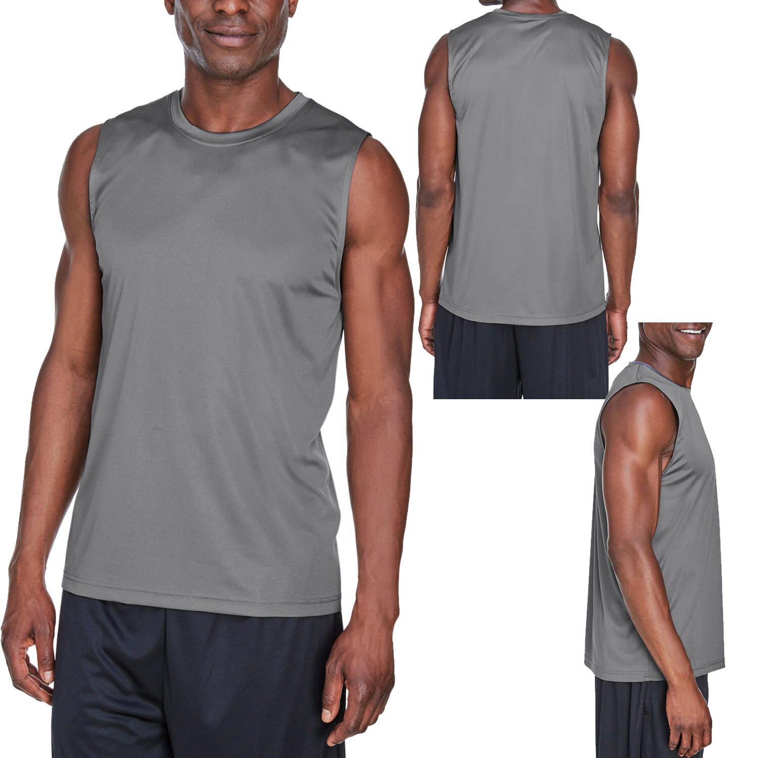 Mens UV 40+ Moisture Wicking Sleeveless T-Shirt Dri Fit Workout Tee Sun ...