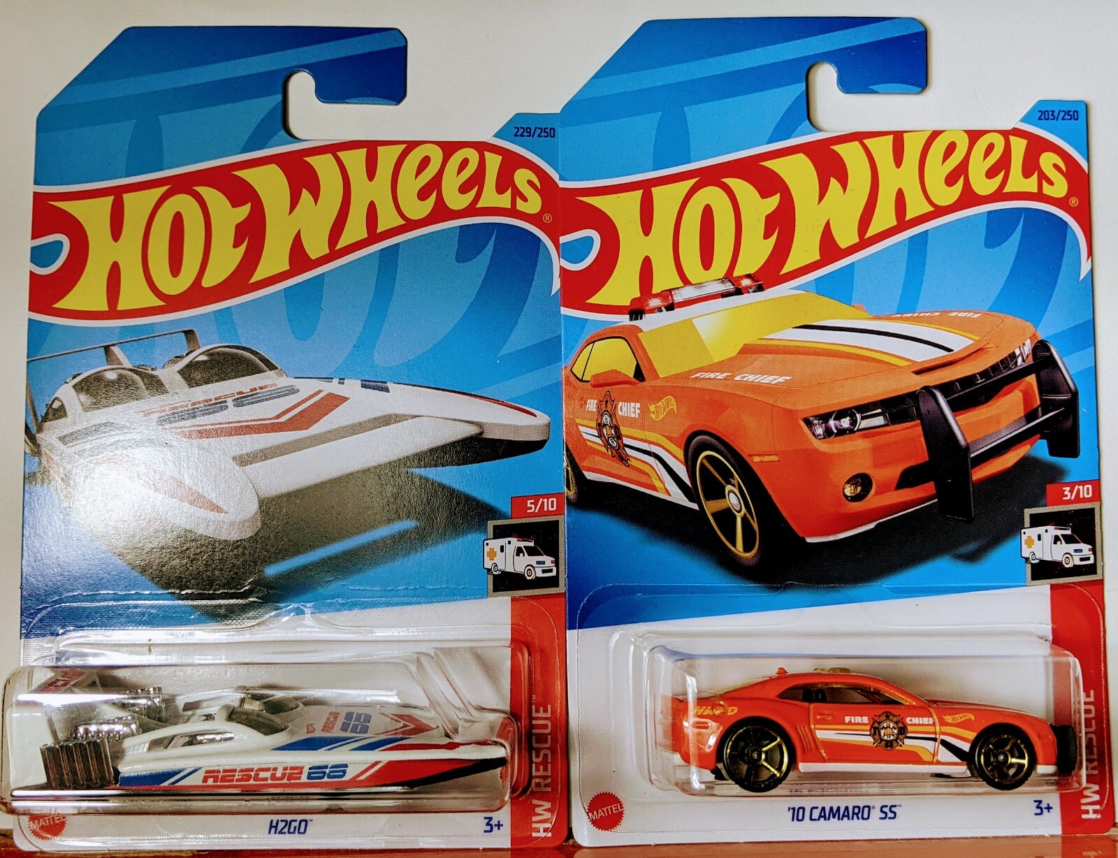HOT WHEELS ’10 CAMARO SS Fire Chief & H2GO Rescue Catamaran Boat HW ...