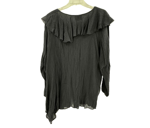 90s Womens Gauzy Linen Frilly Ruffled Tunic Shirt Blouse Coastal 3XL ...