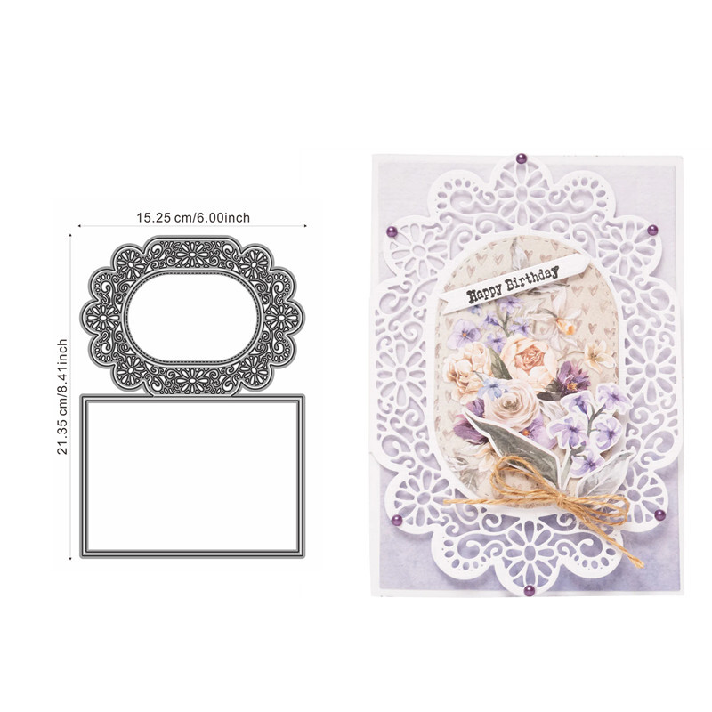 Flower Frame Folding Card Metal Cutting Dies Embossing Stencils DIY ...