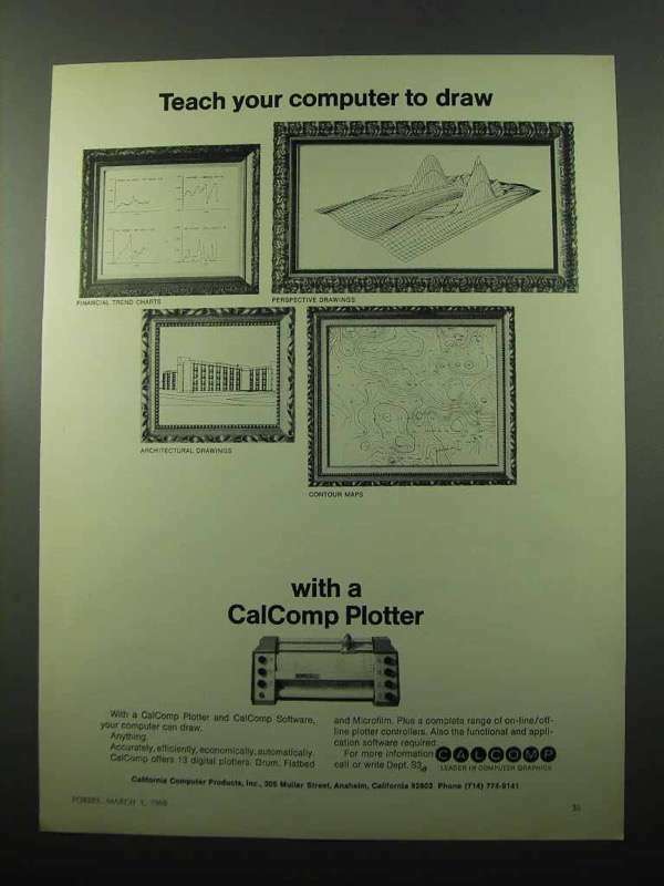 1969 Calcomp Plotter Ad - Teach Your Computer to Draw | eBay