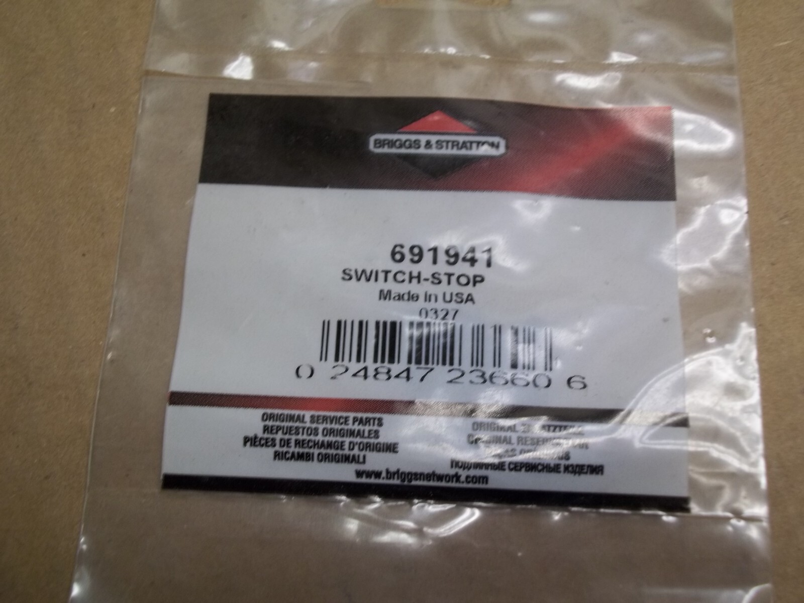 BRIGGS & STRATTON NOS PART SWITCH - STOP FITS SOME 91202-92252 SERIES ...