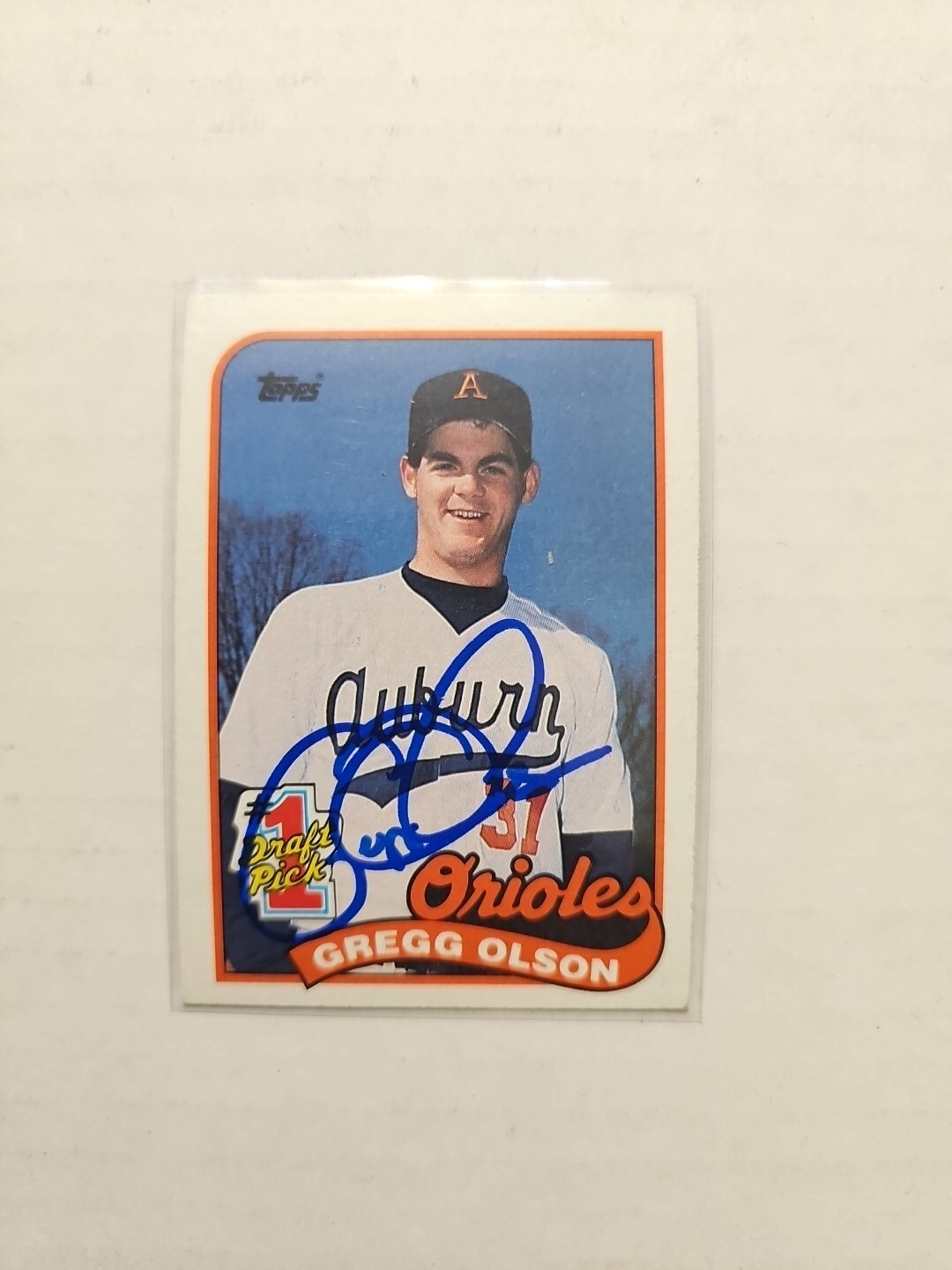 GREGG OLSON 1989 TOPPS ROOKIE RC AUTOGRAPHED SIGNED AUTO BASEBALL CARD ...