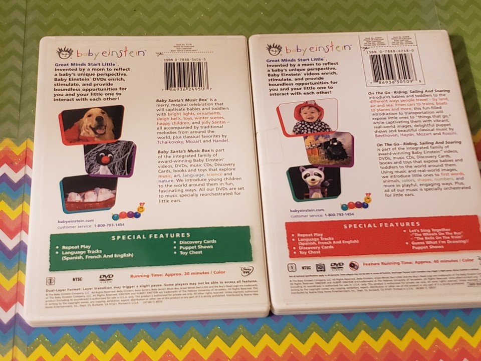 BABY EINSTEIN - LOT OF 2 DVDs - BABY SANTA'S MUSIC BOX & ON THE GO | eBay