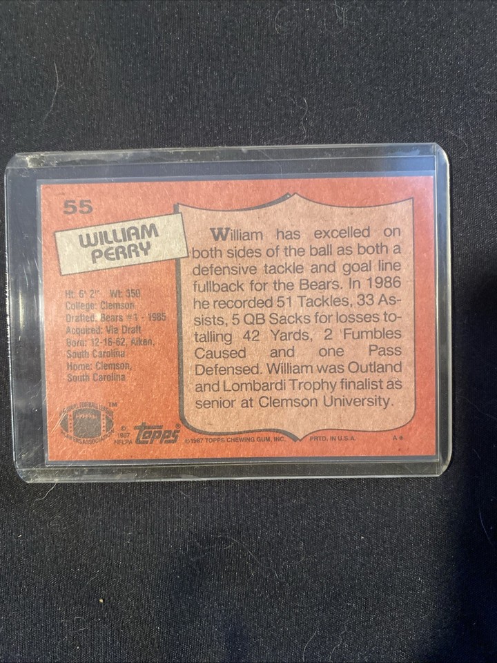 William Perry 1987 Topps - #55 | eBay