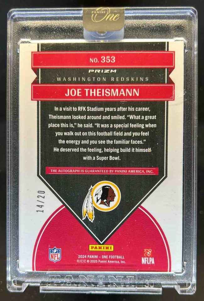 2024 Panini One Joe Theismann Once in a Franchise Auto Bronze #14/20 ...