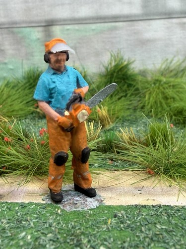 OO GAUGE MODEL Railway Worker With CHAINSAW Figure Hand Painted 3D ...