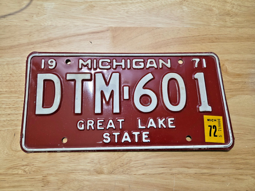 Vtg. 1971 Michigan License plate - DTM-601 / Expired | eBay