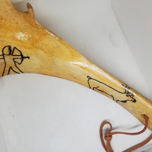 Antique/Vtg Alaska Inuit Inupiak Caribou Scrimshaw Native Artifact ...