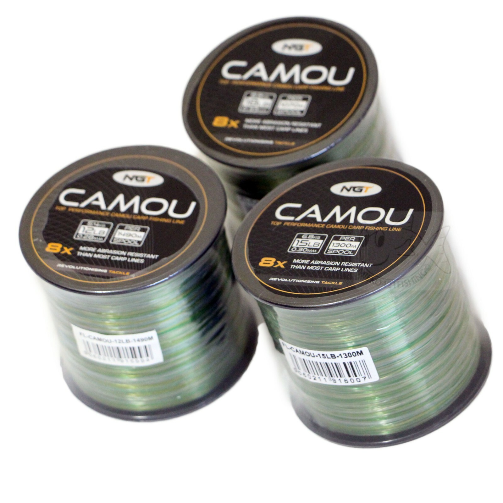 NGT Camo Fishing Line Bulk Spool Carp Fishing Line 10, 12, 15, 18 lb ...