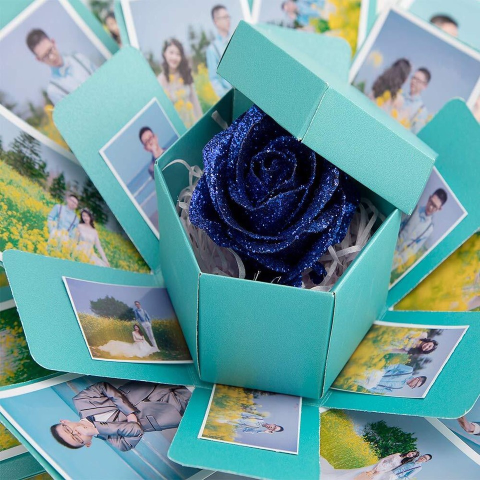Creative Explosion Box Gift Box Scrapbook DIY Photo Album Upgrade Blue ...