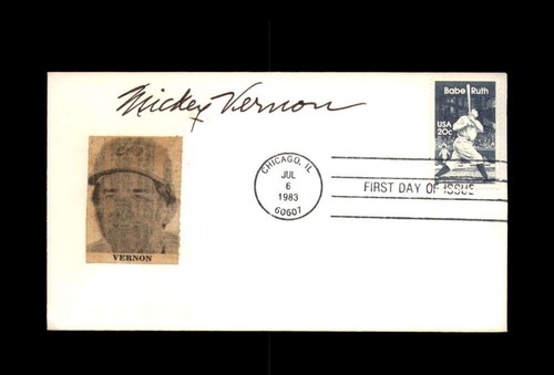 Mickey Vernon Signed 1983 FDC Babe Ruth Cache First Day Cover Autograph ...