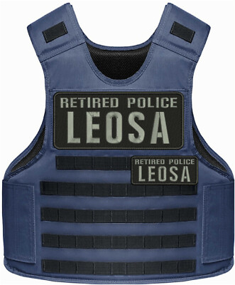 RETIRED POLICE LEOSA EMBROIDERY PATCH 4X10 AND 2X5 HOOK ON BACK gray on ...