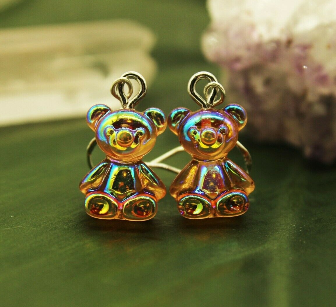 LITTLE BROWN TRANSLUCENT BEAR EARRINGS Cute Novelty Aussie Adorable ...