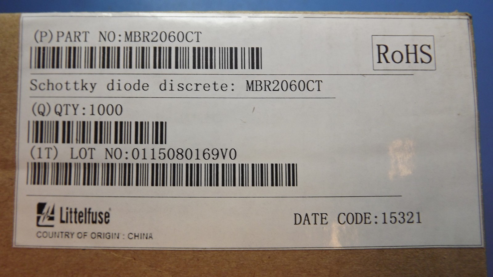 (5 PCS) MBR2060CT LITTELFUSE DIODE SCHOTTKY 60V 20A TO220AB ROHS | eBay