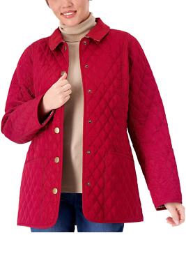 Joan Rivers Quilted Barn Jacket with Plaid Lining Plum | eBay