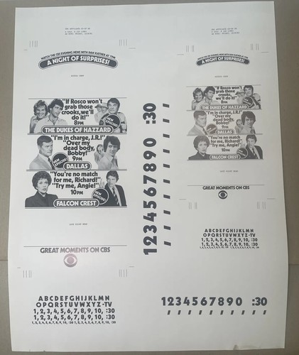 1982 Newspaper Ad Slick CBS TV - THE DUKES OF HAZZARD - DALLAS ...
