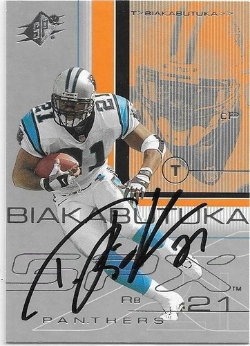 TIM BIAKABUTUKA Autographed Signed 2001 UD SPx Football card Carolina ...
