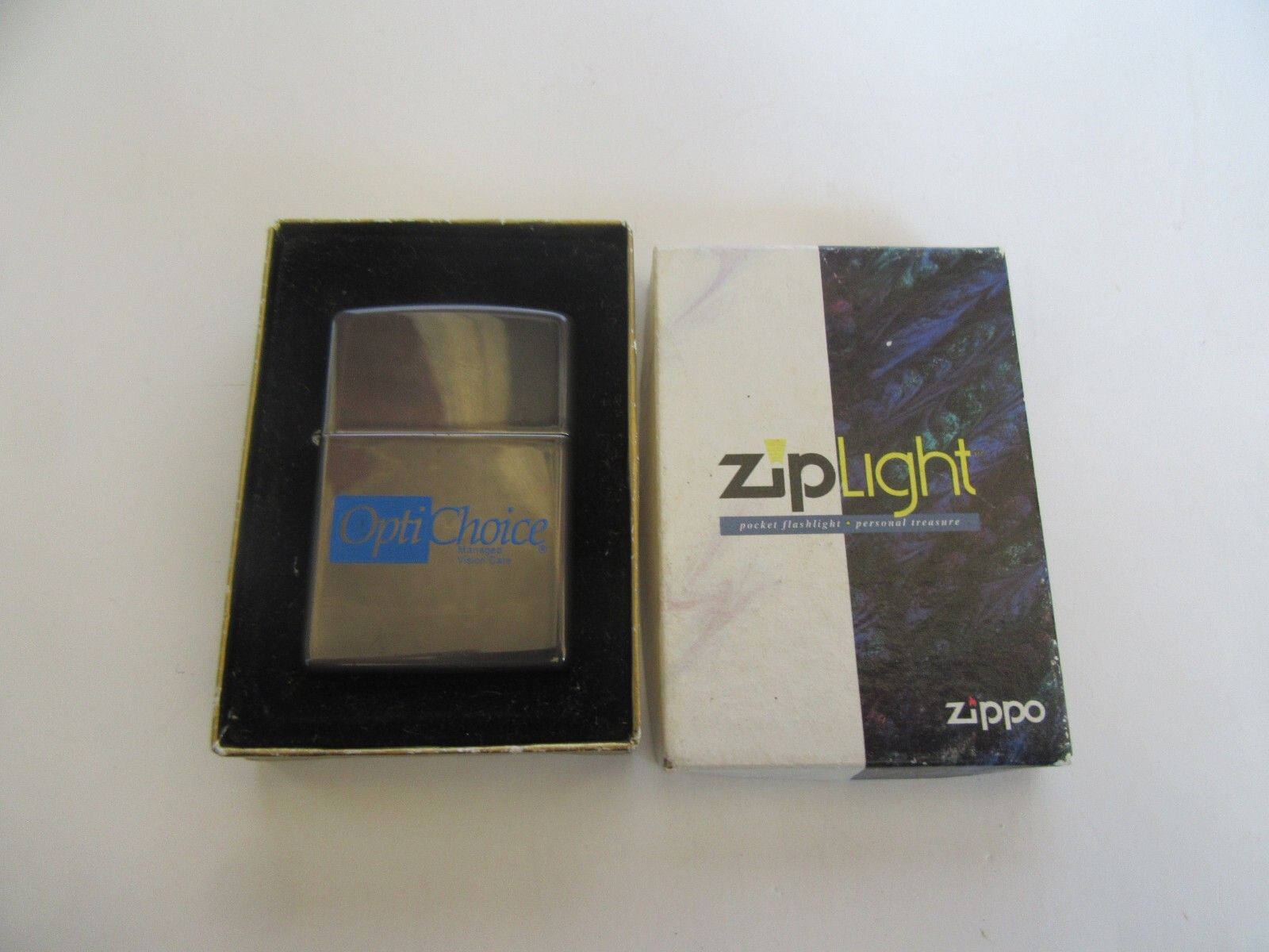 Vintage OptiChoice VueFlex Zippo Ziplight Advertising Lighter w/ Box | eBay