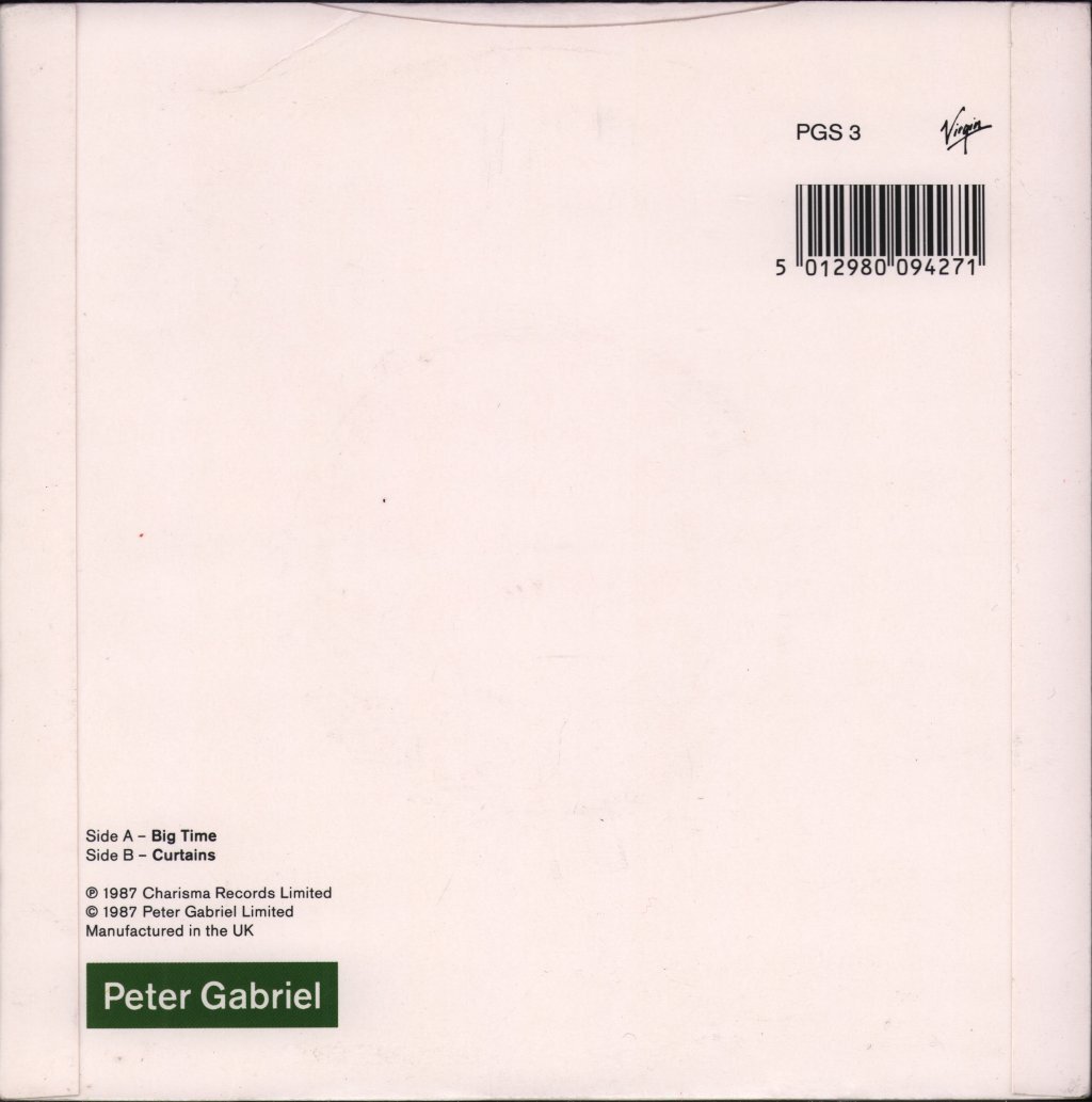 Peter Gabriel Big Time 7" vinyl UK Virgin 1987 - pic sleeve PGS3 | eBay