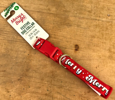 (NWT) Merry & Bright Festive Dog Collar SMALL 10 - 14" RED MERRY FAST ...