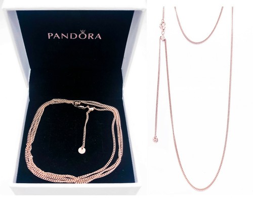 NEW 100% Authentic PANDORA Rose™ 14K Gold Logo Curb Chain Necklace ...