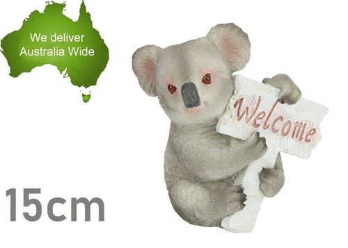 15cm Koala Welcome Sign Ornament Statue Figurine Garden Sculpture Wild ...