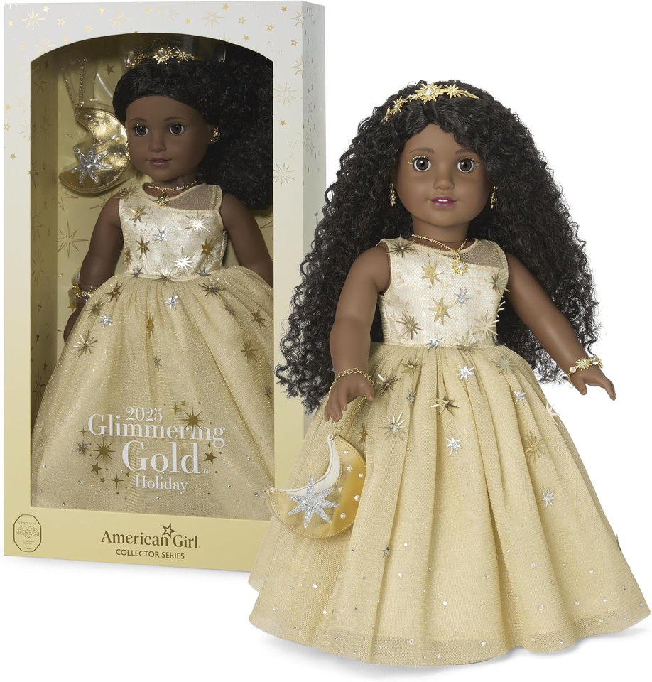 American Girl 2025 Glimmering Gold Holiday Collector Doll Collector ...
