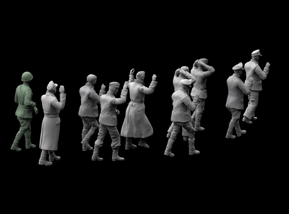 WW2 Soviet Red Army Guard & German POW Prisoners 1:35 Resin Figures 3D ...