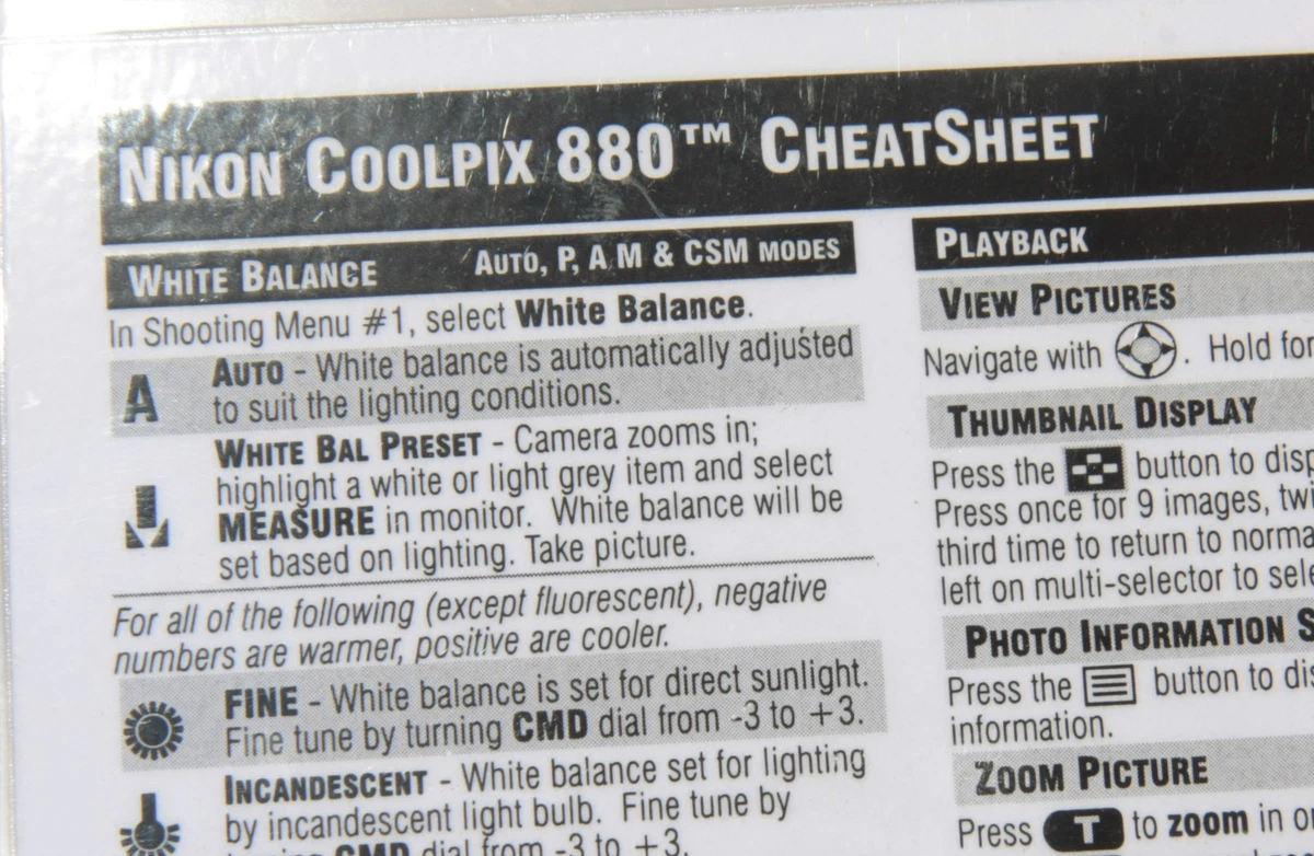 Nikon Cheat Sheet