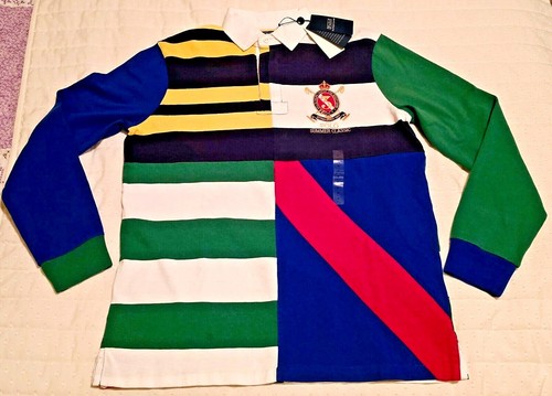 NWT Polo Ralph Lauren Colorblock Summer Classic Crest Rugby Shirt M L ...